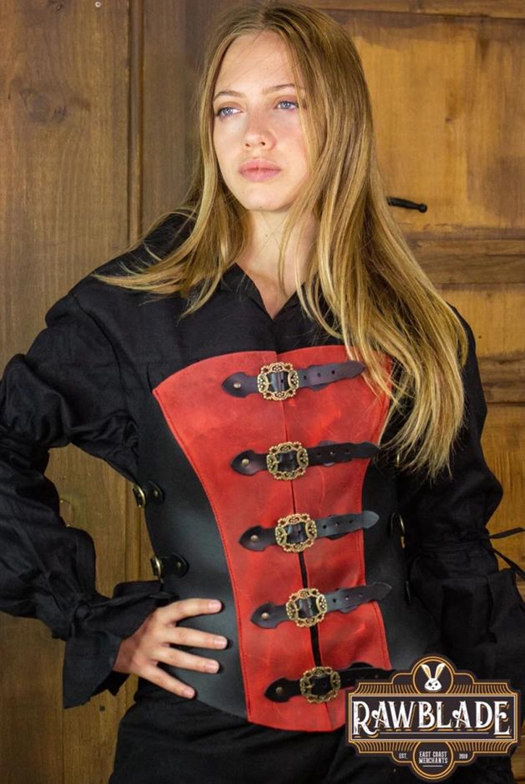 Grace Bodice Red & Black Fantasy Medieval Bodice, LARP, Cosplay ...