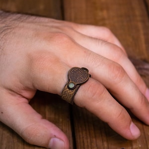 Handcrafted Lugh Leather Celtic Knot Ring - Ancient Irish Mythology ...