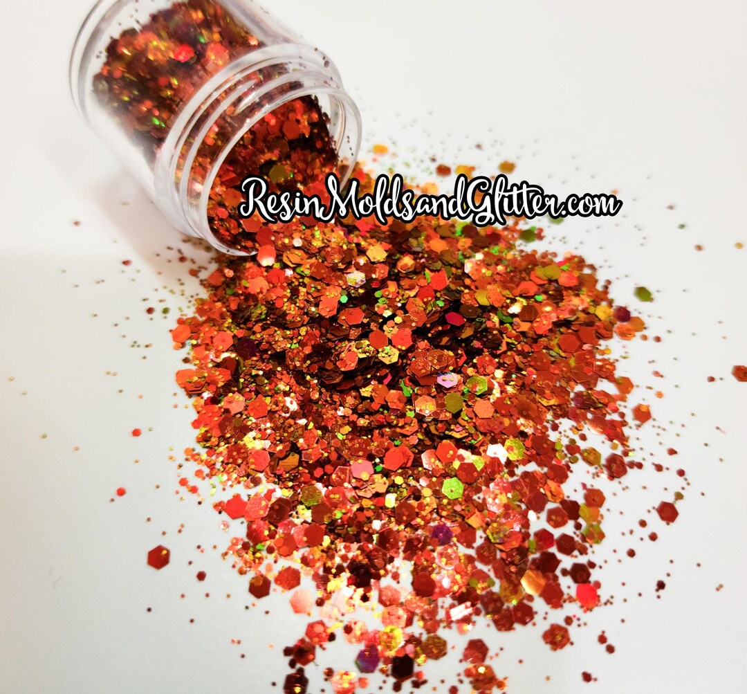 Citrus Sunburst" Orange Color Shift Chunky Hex Glitter Mix, Deeply ...