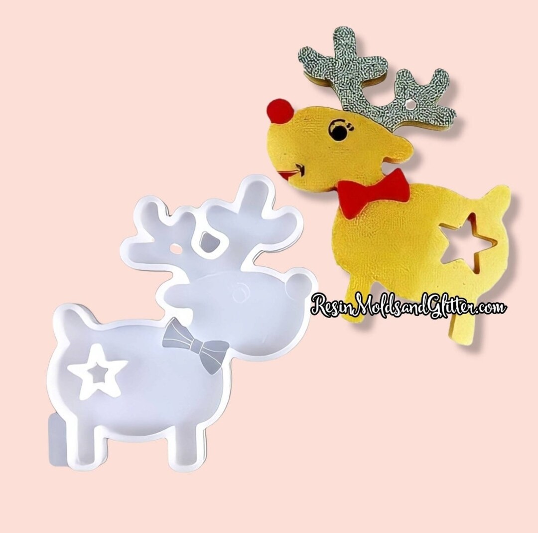 Large Reindeer Christmas Ornament Silicone Mold for Resin, Concrete ...