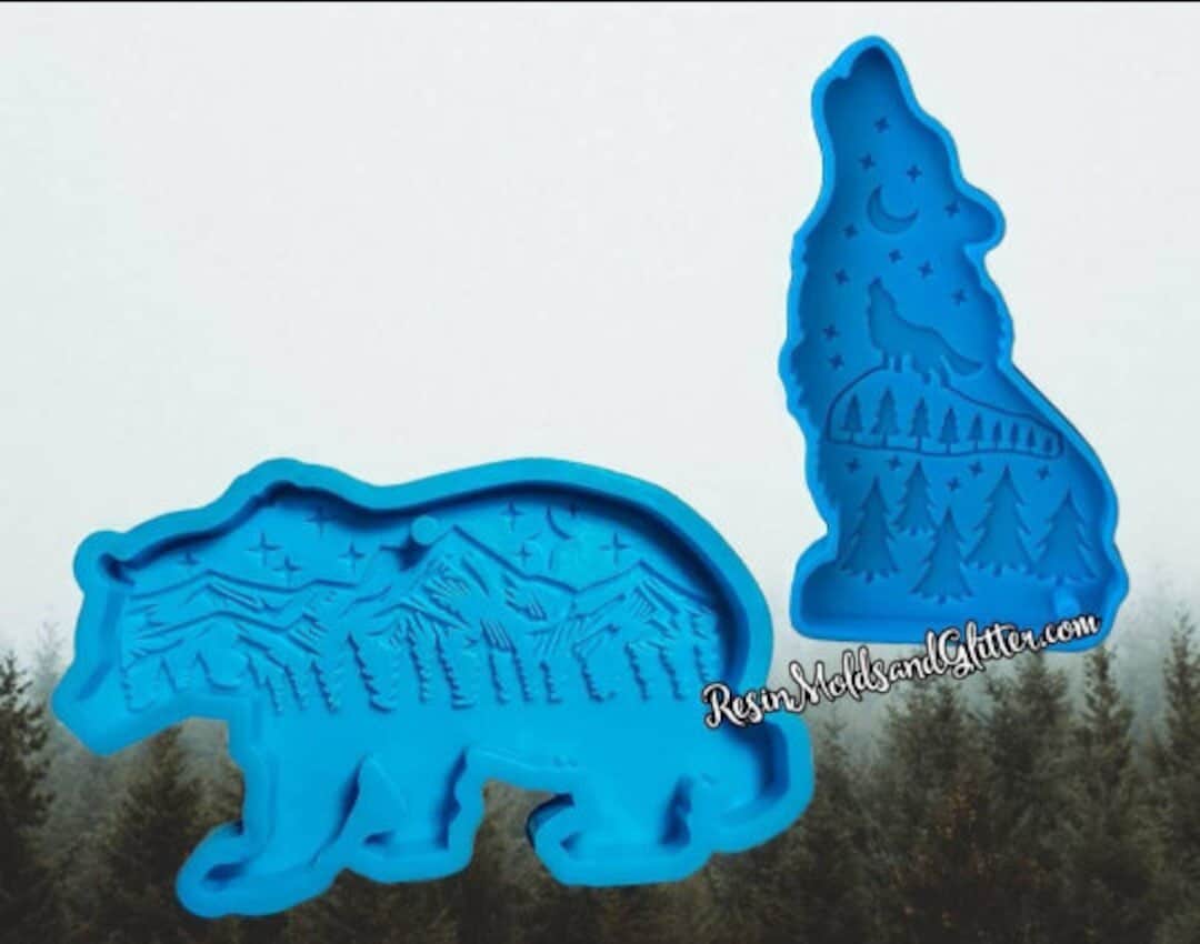 Mountain Bear Forest Wolf Silicone Mold, Howling Wolf Mold, Wolf ...