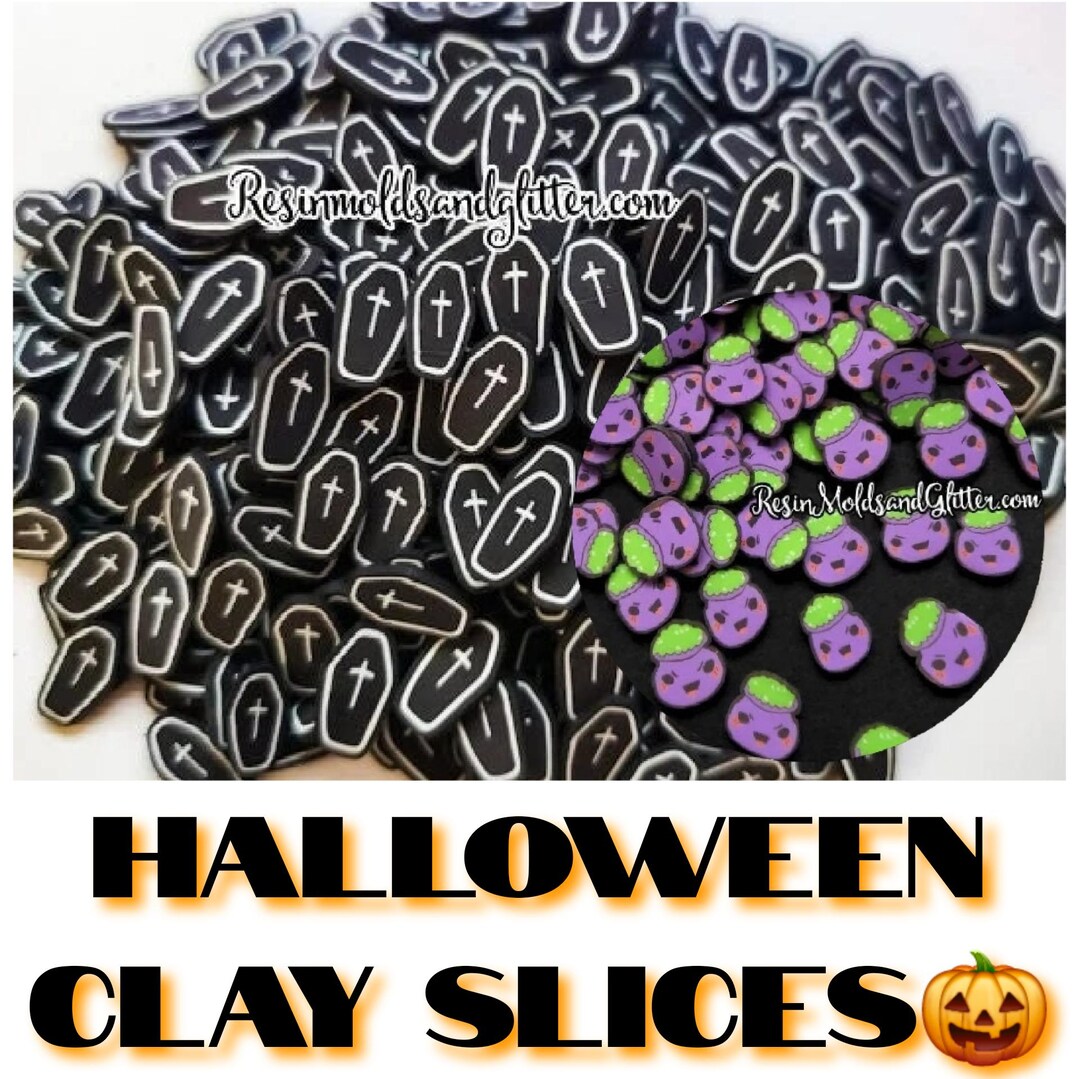 XL Halloween Clay Slices, Halloween Fimo Clay Pieces, Cauldron Clay ...