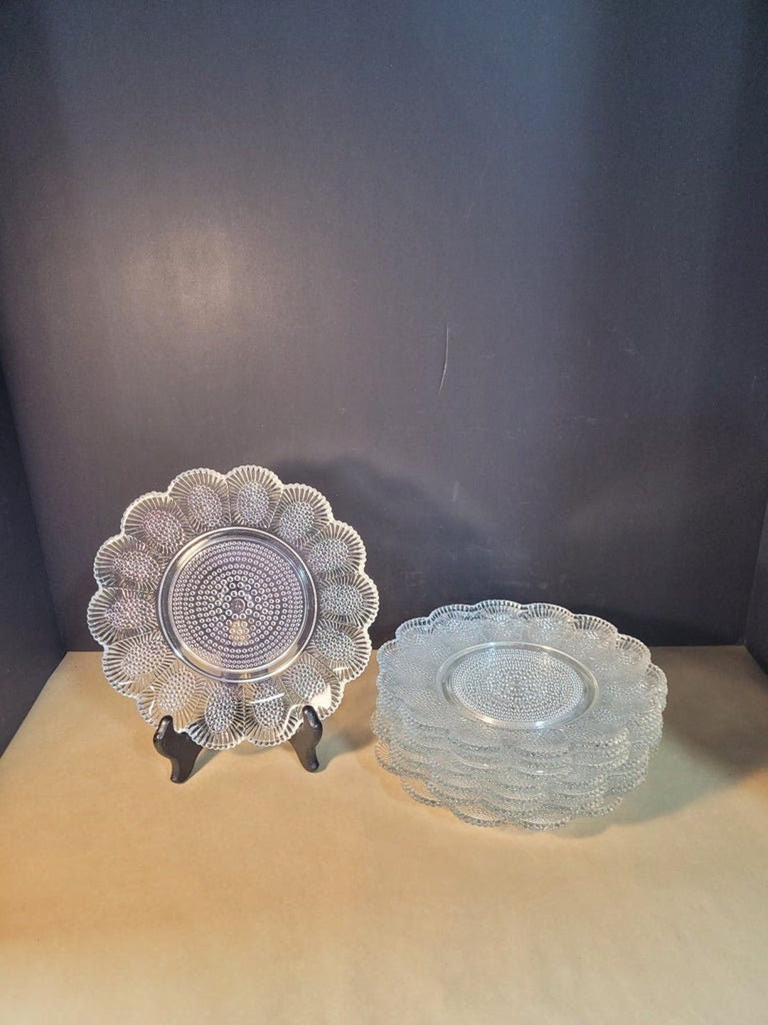 SET OF 4 Glass Geo Embossed Press Glass Plates - Etsy