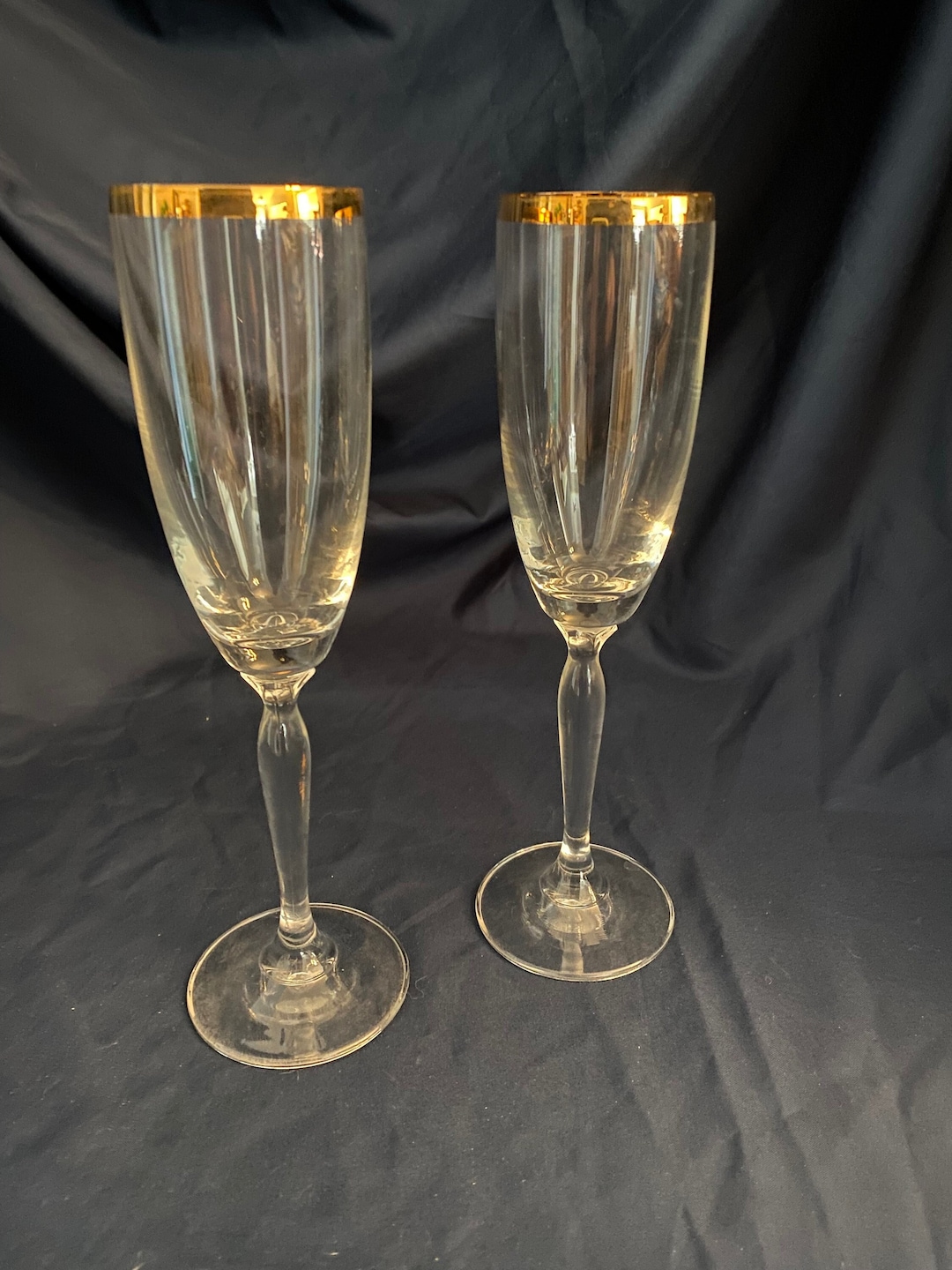 VTG Gold Rimmed Crystal Champagne Flutes - Etsy