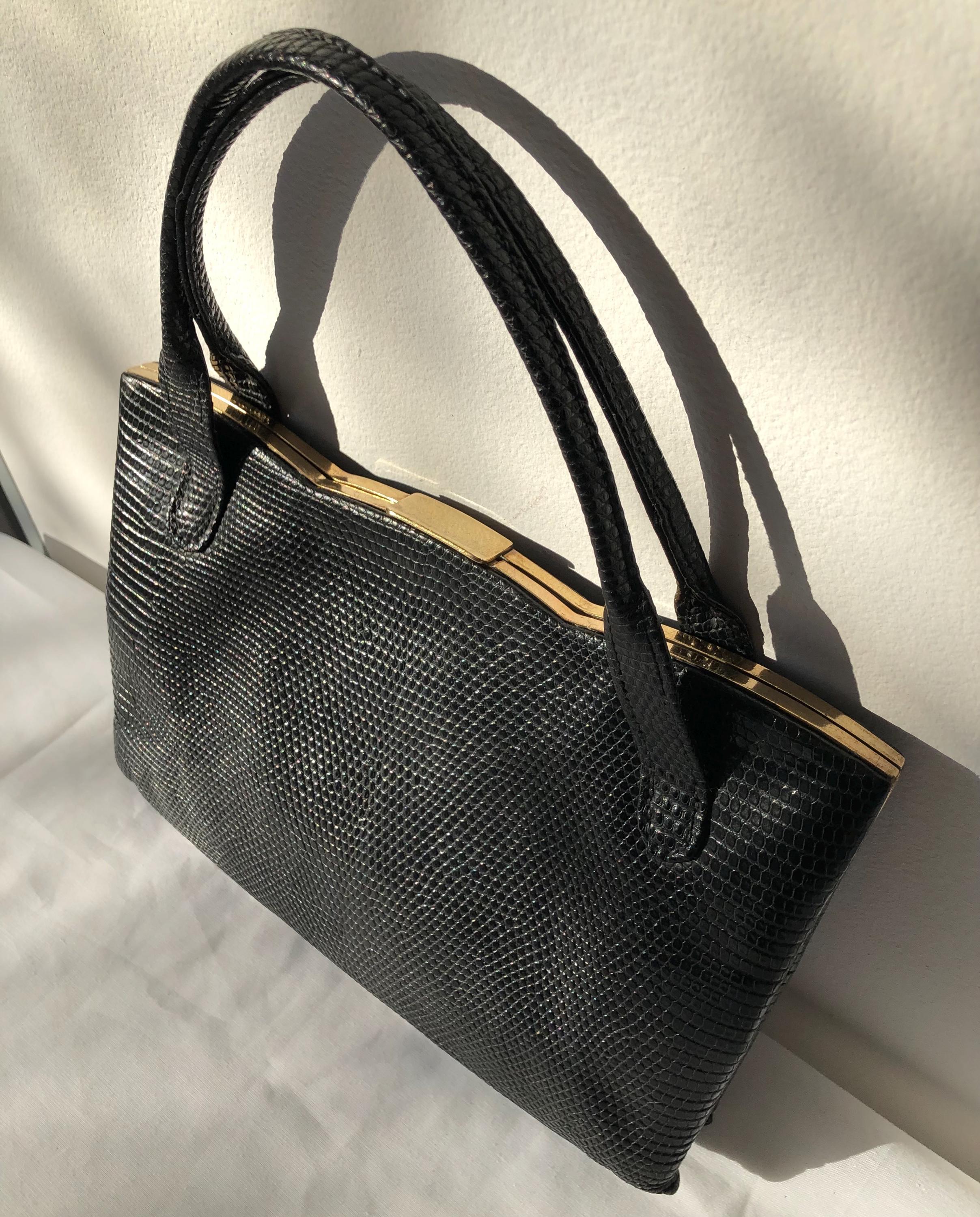 1950s Black French Lizard Purse - Etsy