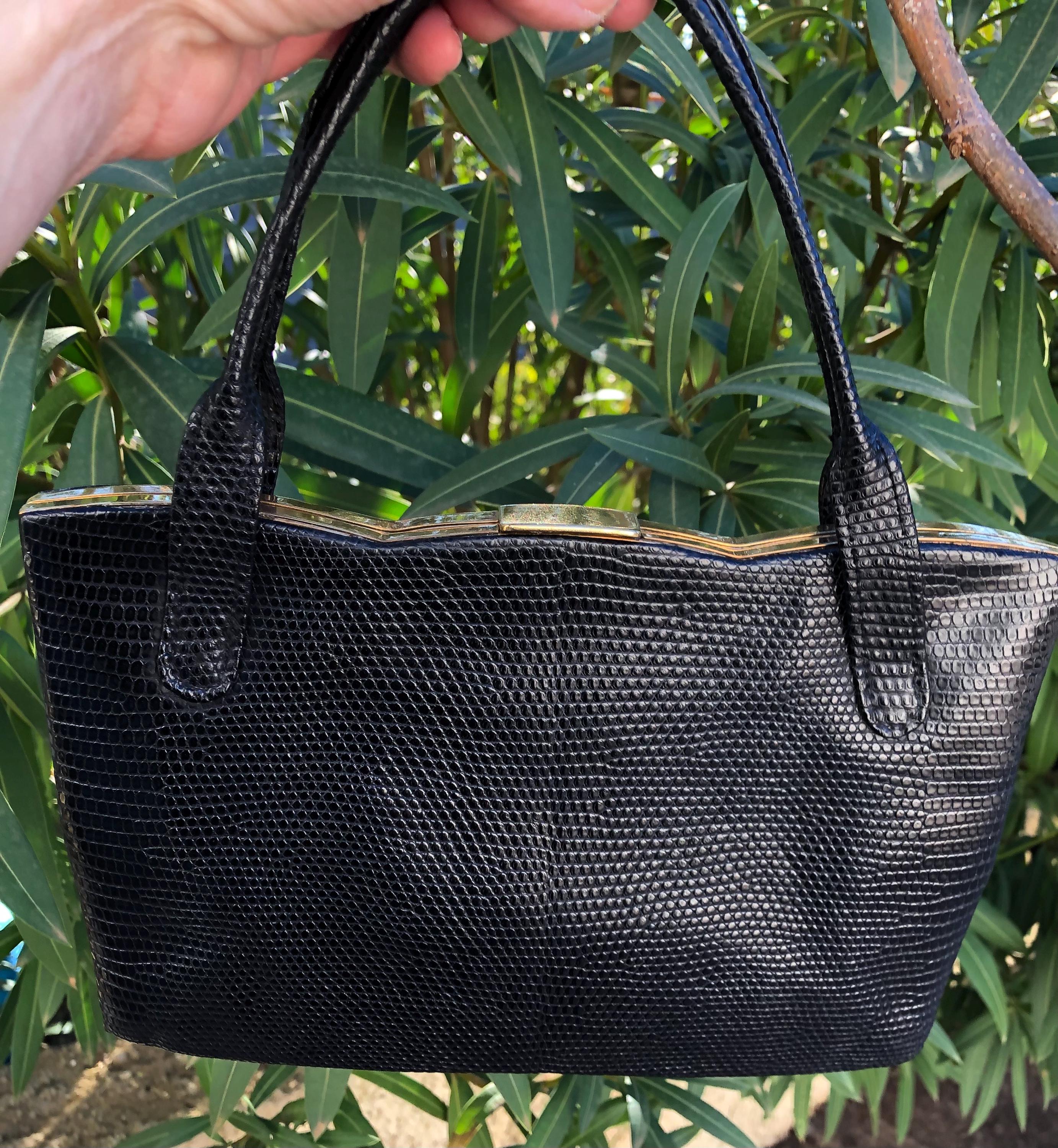 1950s Black French Lizard Purse - Etsy