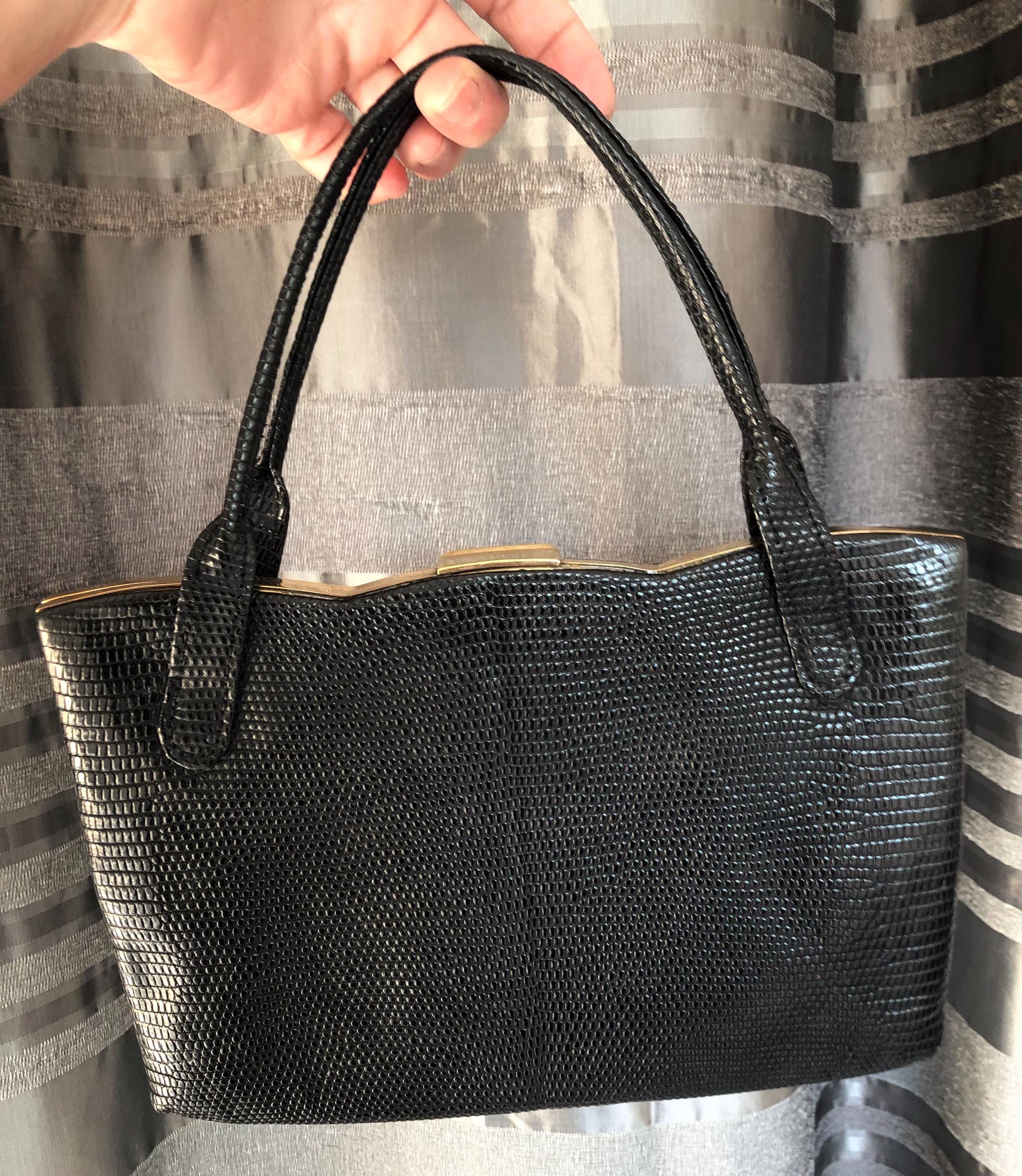 1950s Black French Lizard Purse - Etsy