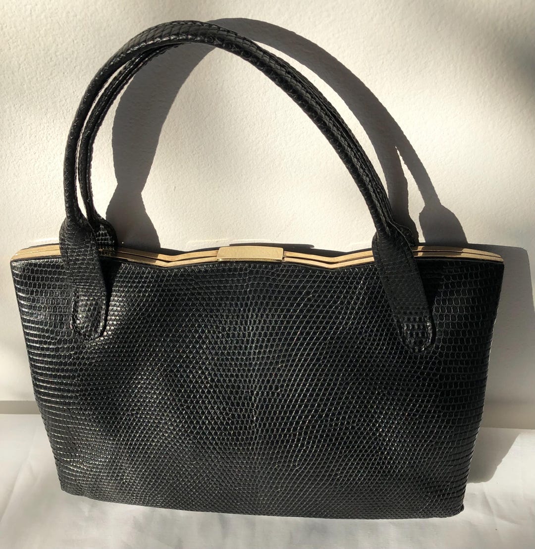 1950s Black French Lizard Purse - Etsy