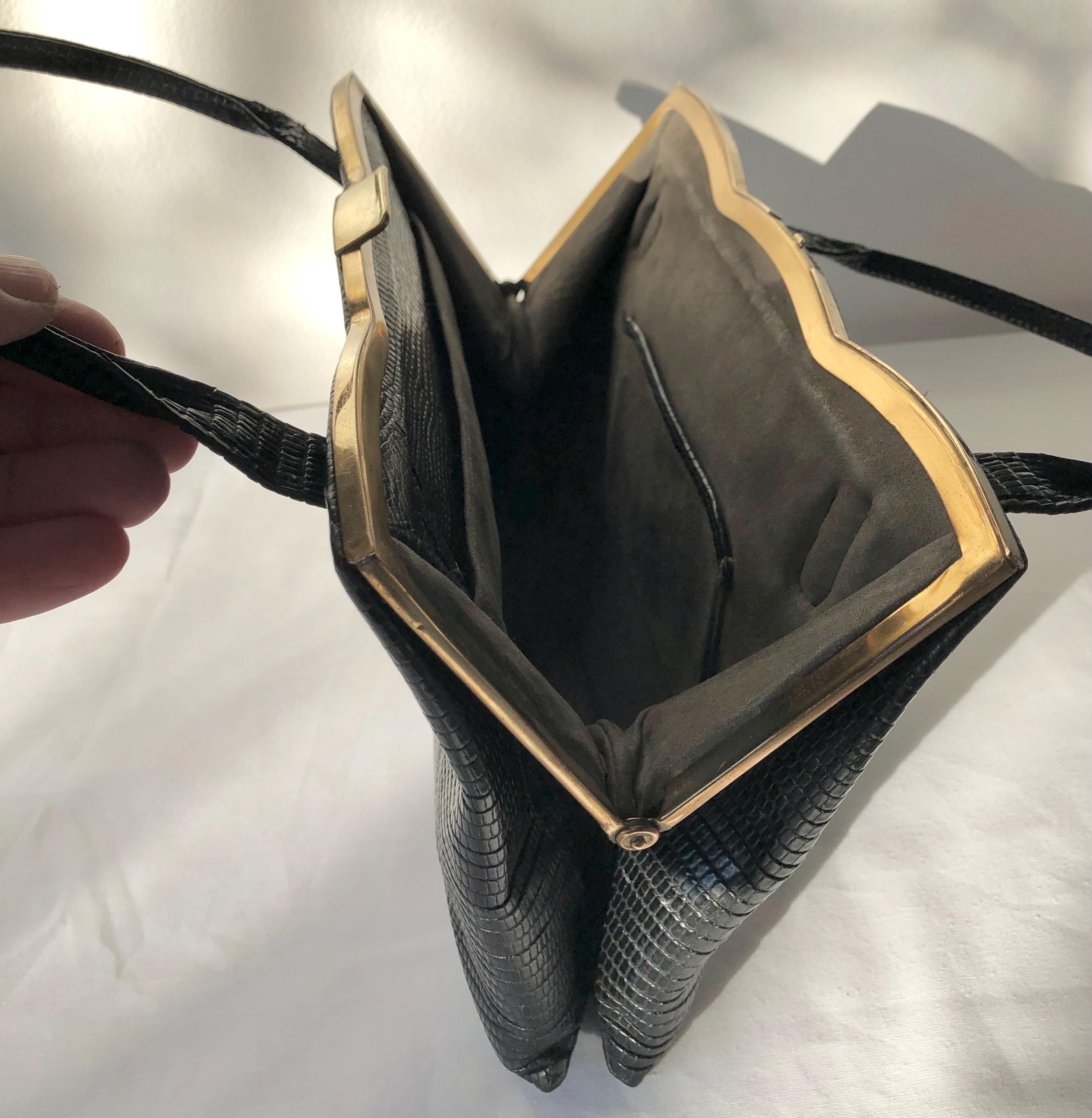 1950s Black French Lizard Purse - Etsy