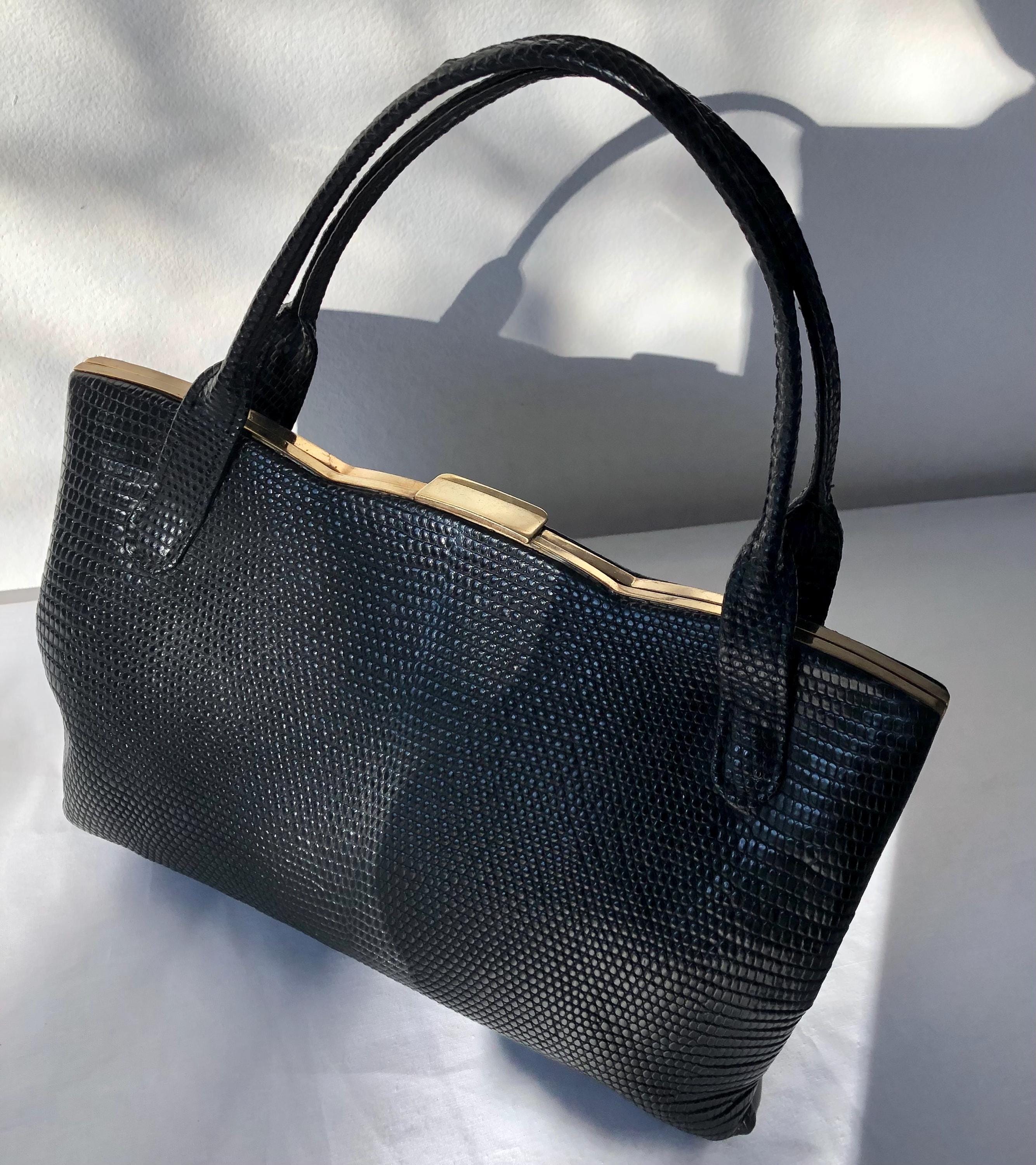 1950s Black French Lizard Purse - Etsy