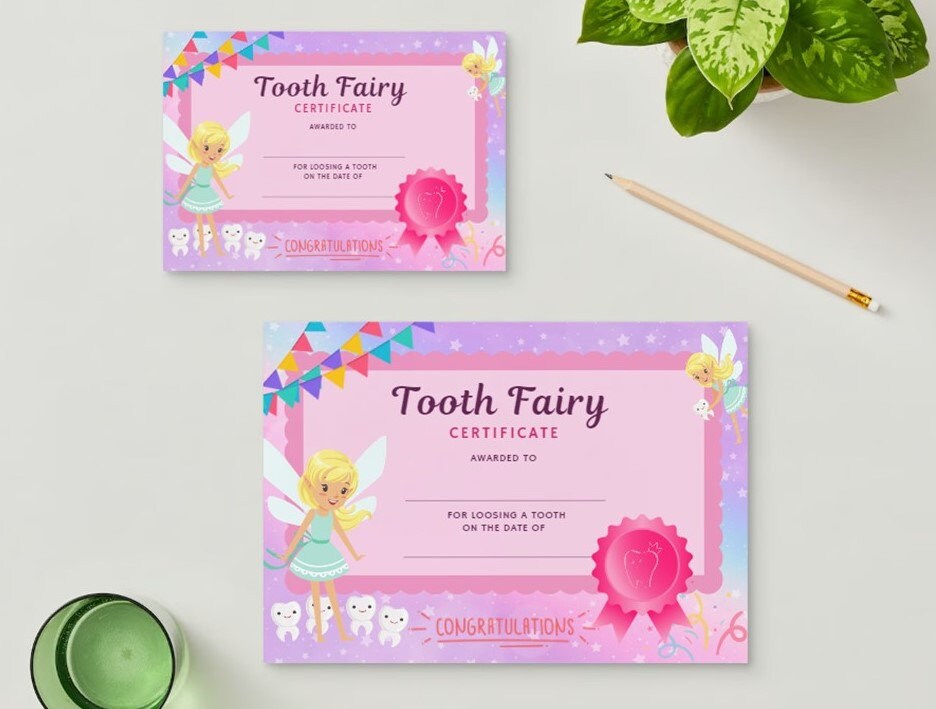 EDITABLE Magical Tooth Fairy Certificate + PDF - Etsy