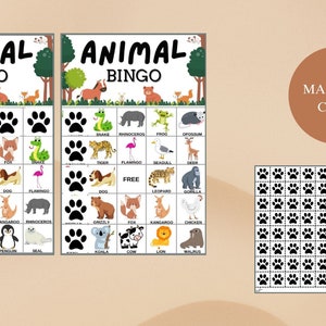 Animal Bingo - 30 Printable Animal Bingo Cards, 50 Animals, Animal ...