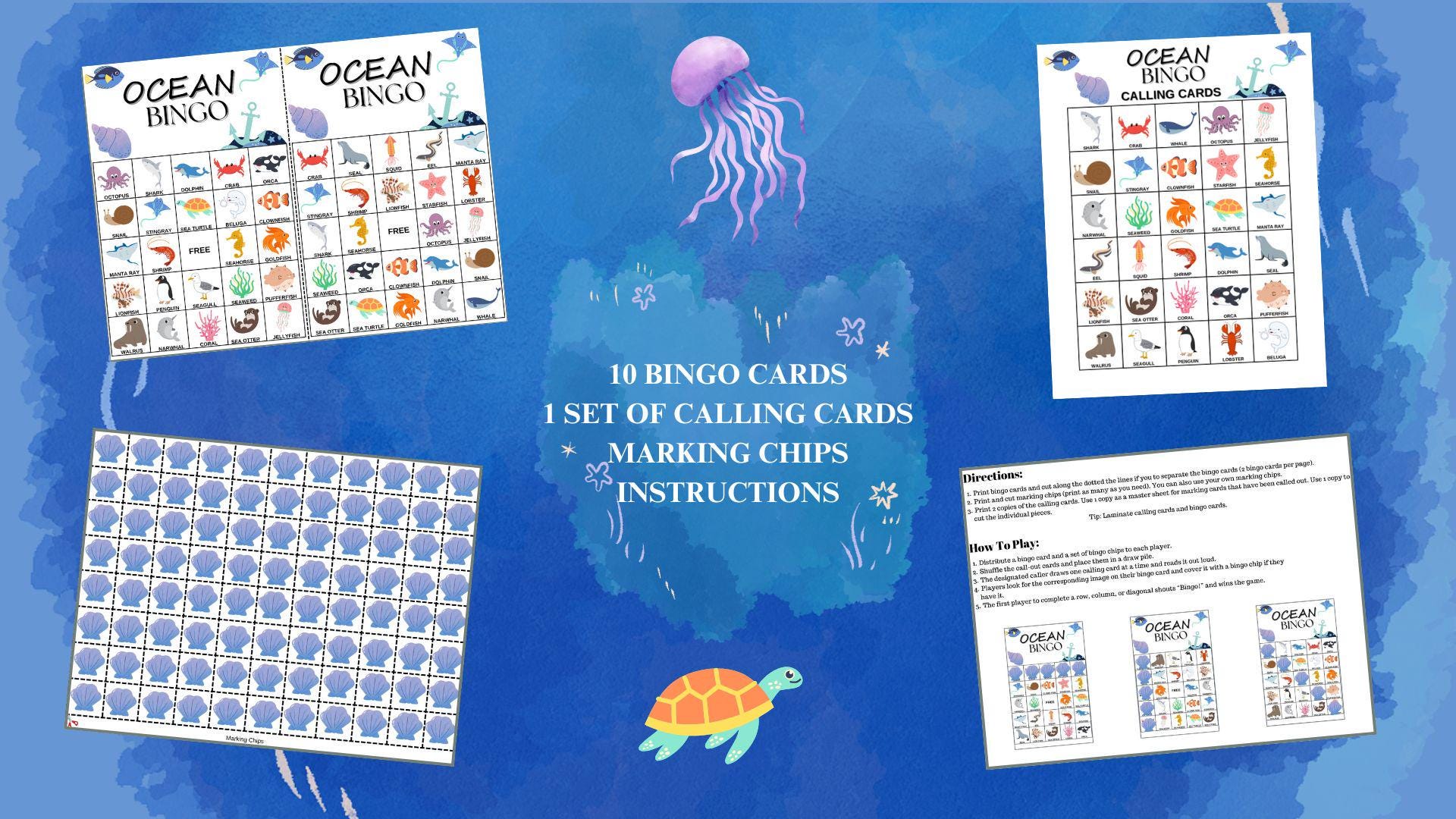 Printable Ocean Bingo Game: Fun Sea Creatures Activity (digital ...