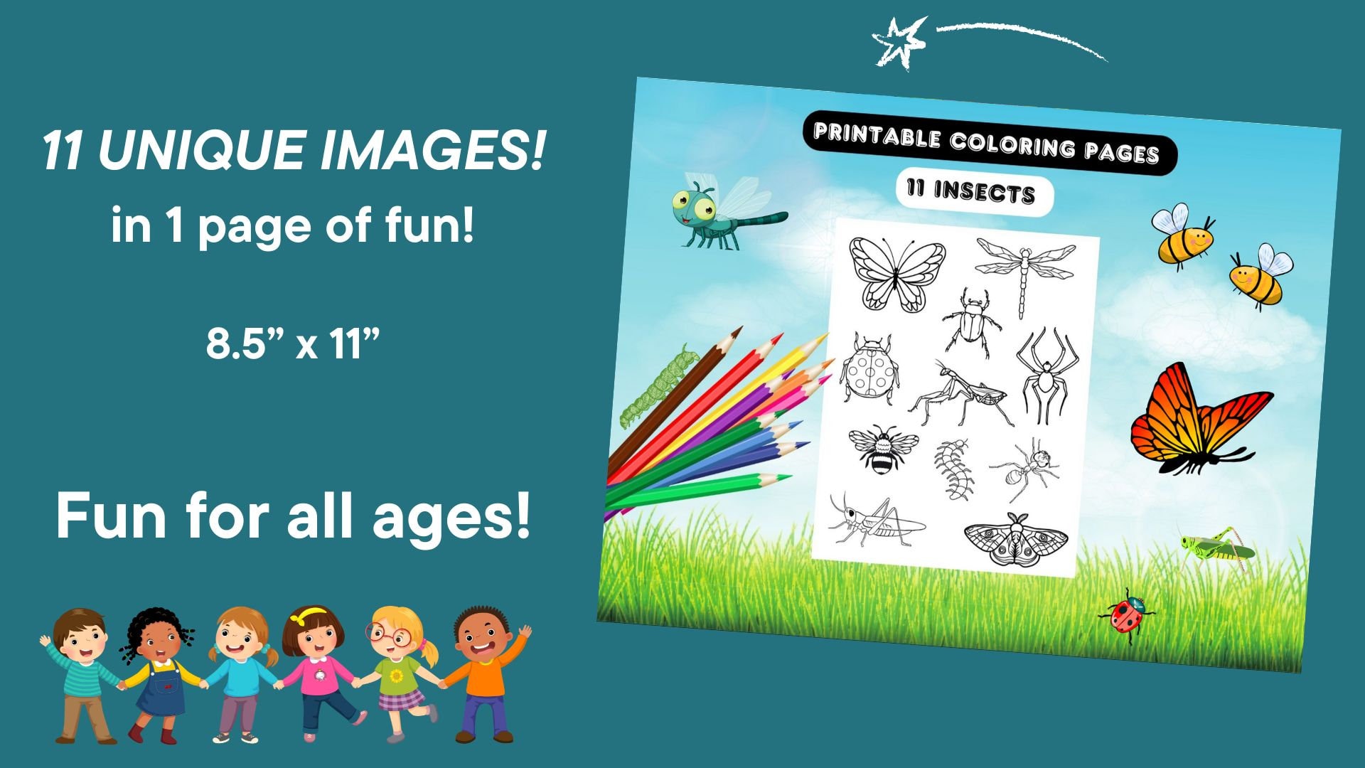 Printable Insect Coloring Page - 11 Images, 1 Page, Fun Coloring Sheet ...