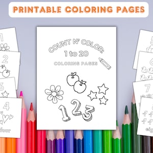 Printable Numbers Coloring Pages: Count 1-20 (digital Download) - Etsy