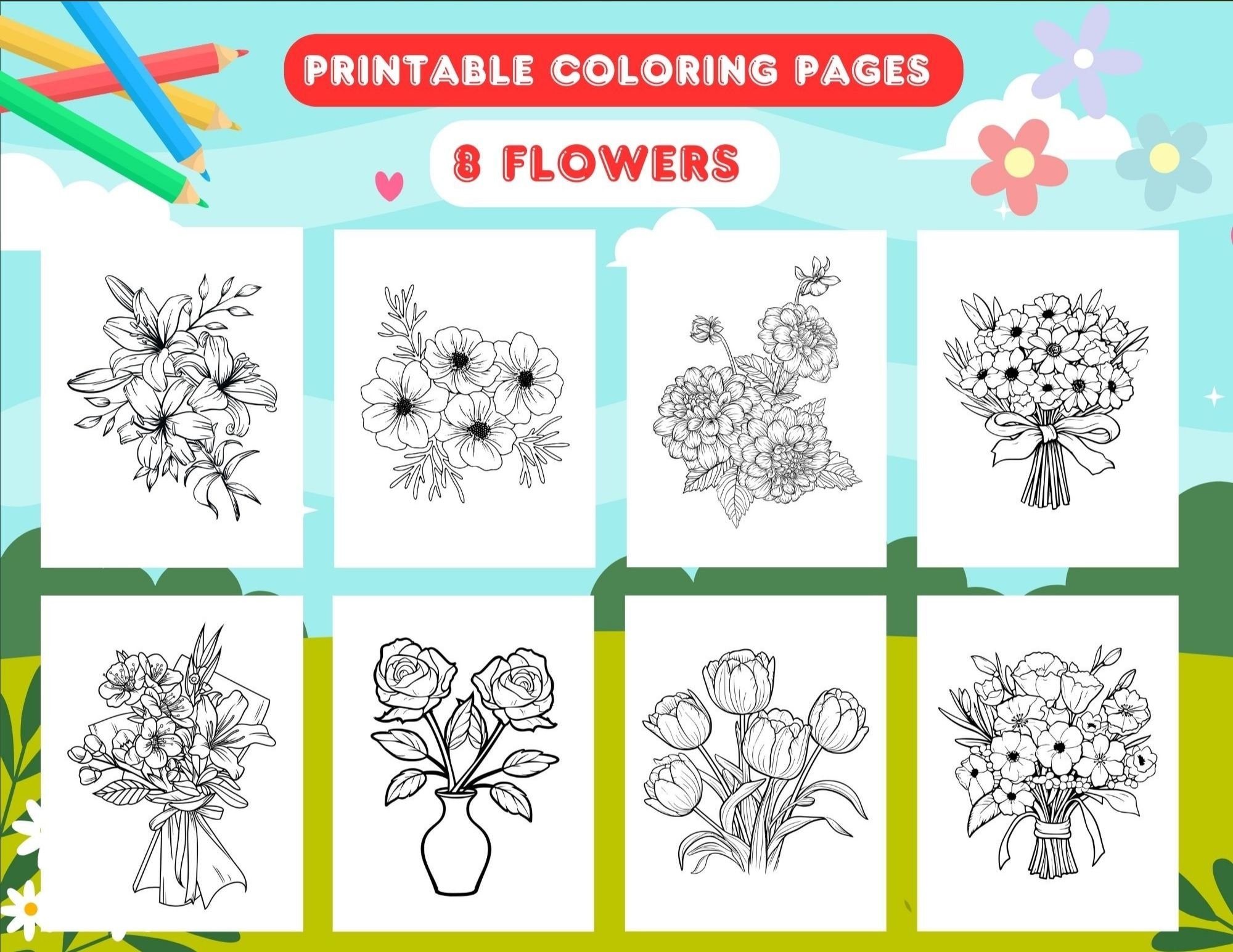 Printable Coloring Pages Variety Pack -126 Images, 32 Pages, Animals ...