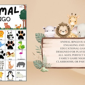Animal Bingo - 30 Printable Animal Bingo Cards, 50 Animals, Animal ...
