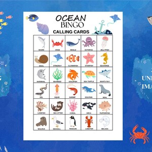 Printable Ocean Bingo Game: Fun Sea Creatures Activity (digital ...