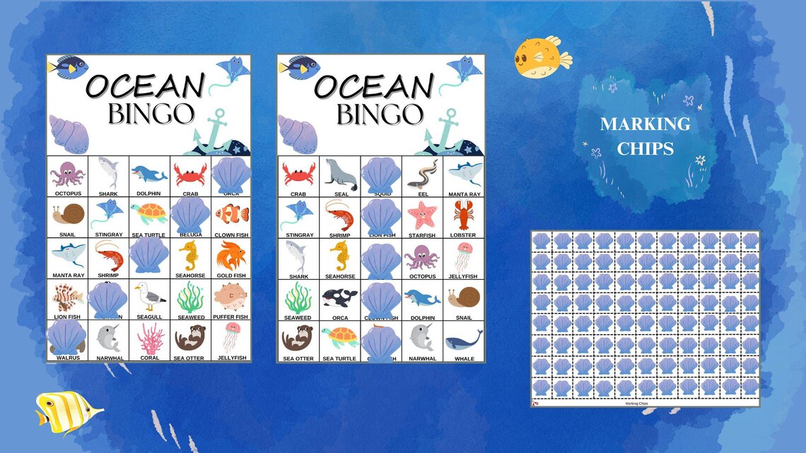 Printable Ocean Bingo Game: Fun Sea Creatures Activity (digital ...