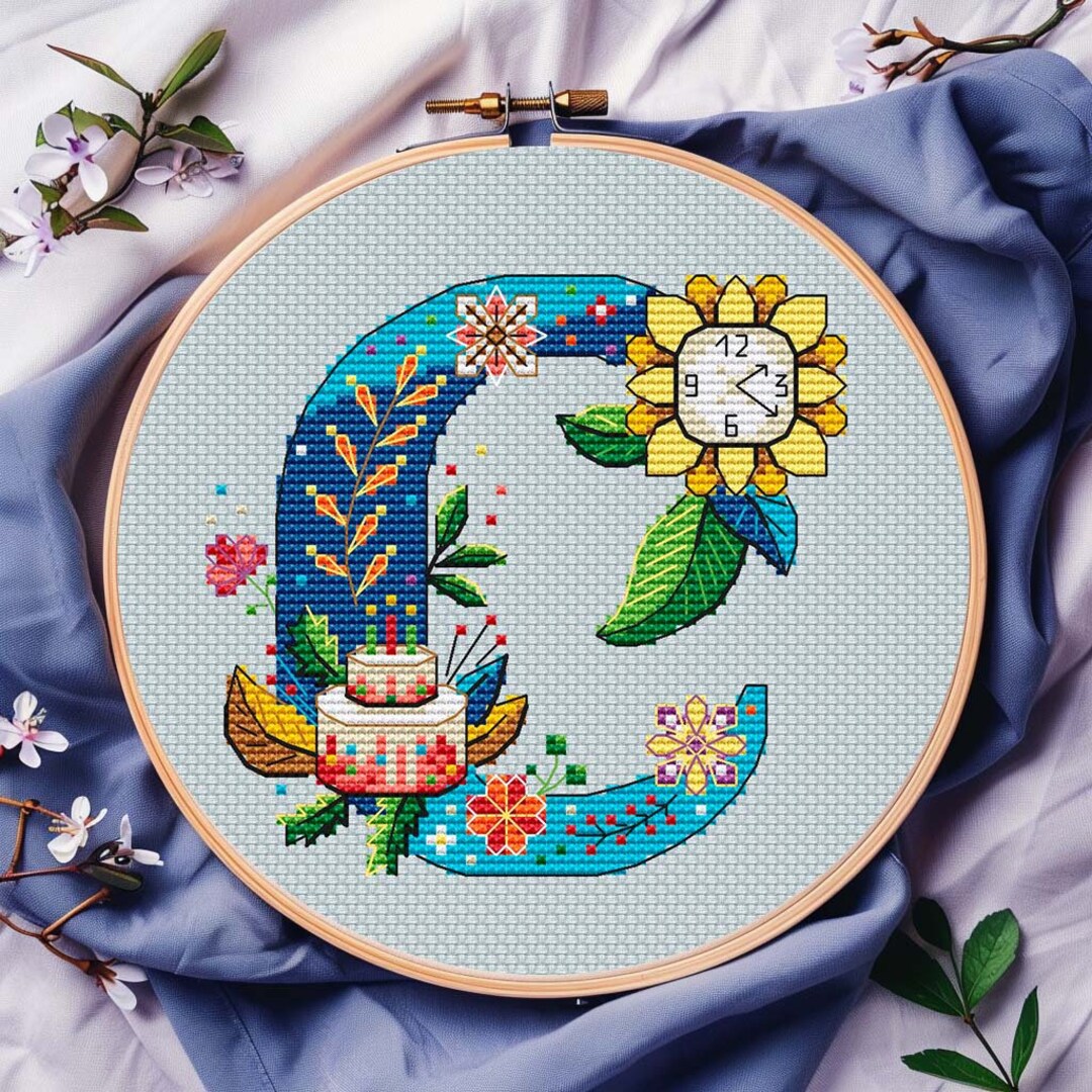 Floral Letter C Cross Stitch Pattern PDF Digital Download Ornament ...