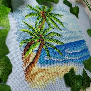 Beach Landscape Cross Stitch Pattern Digital PDF Download Tropical Palm ...