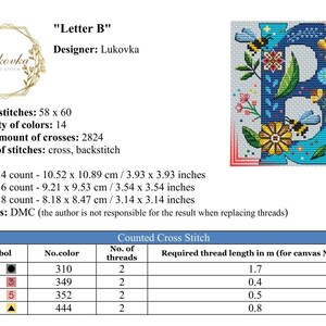 Letter B Counted Cross Stitch Pattern, Floral Alphabet PDF Design - Etsy