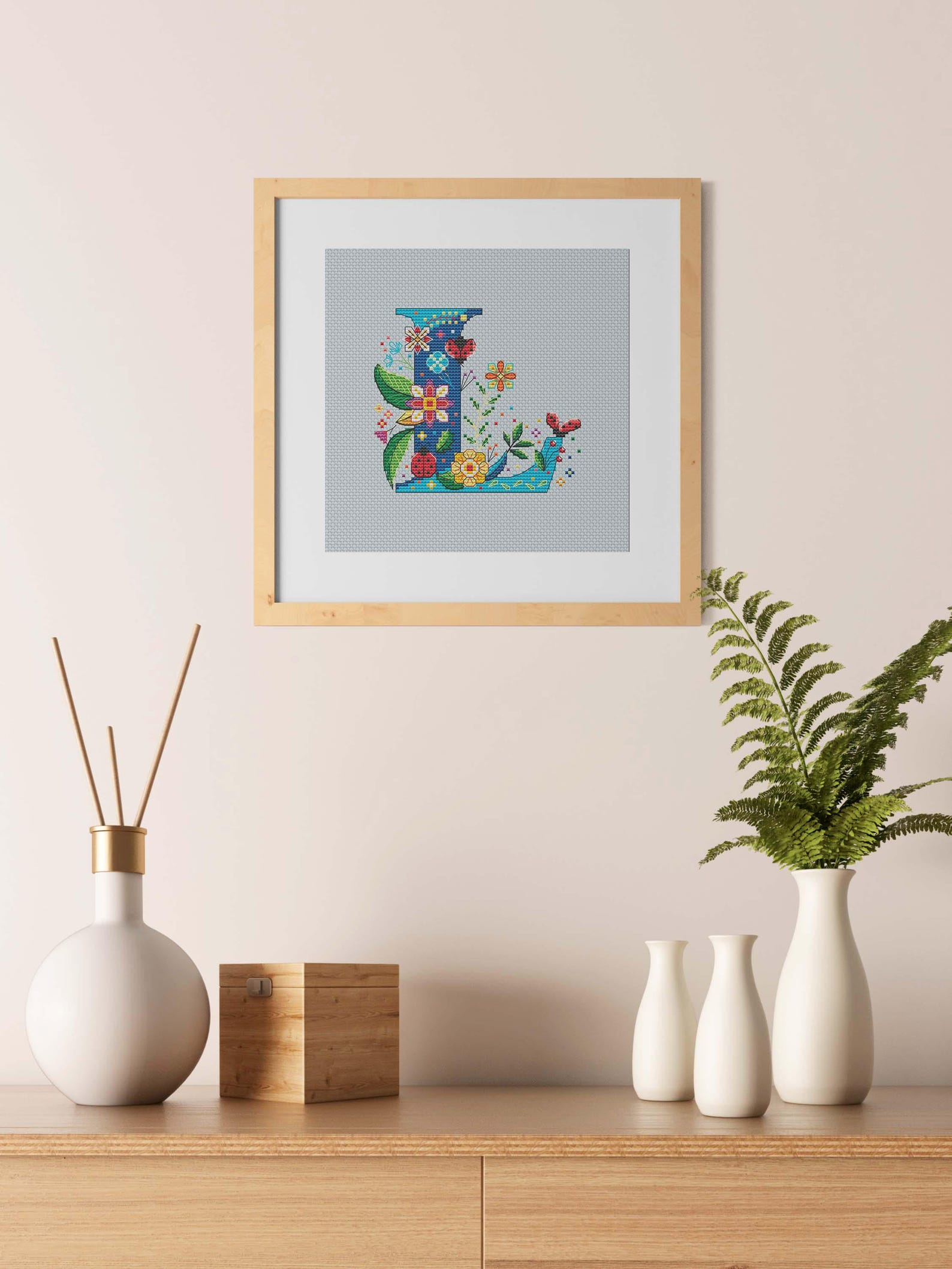 Counted Cross Stitch Pattern Letter L, Floral Alphabet PDF - Etsy