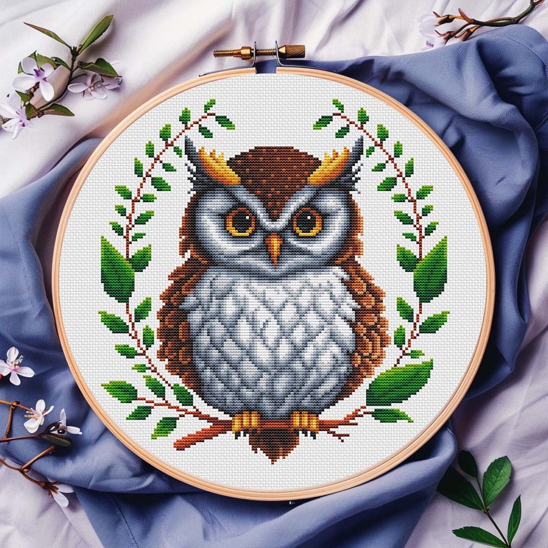 Cute Owl Cross Stitch Pattern Digital PDF Download Bird Cross Stitch ...