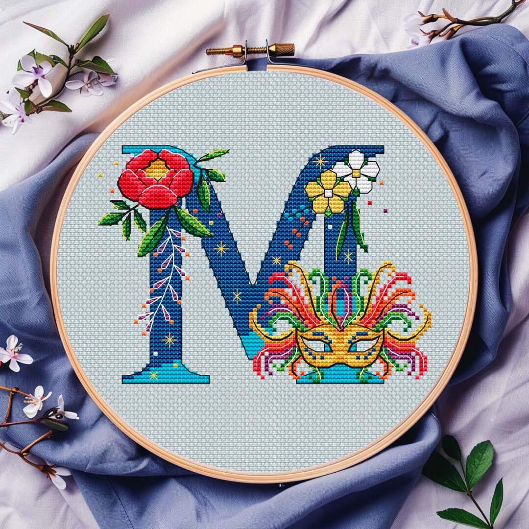 Floral Letter M Cross Stitch Pattern PDF Digital Download Ornament ...