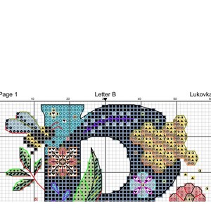 Letter B Counted Cross Stitch Pattern, Floral Alphabet PDF Design - Etsy