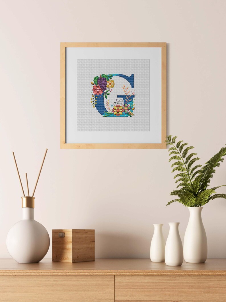 Floral Letter G Cross Stitch Pattern Digital PDF Download Ornament ...