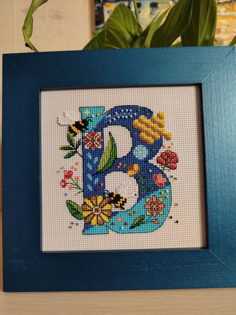 Floral Alphabet Cross Stitch Pattern Digital PDF Download Ornament Letter B Monogram ...