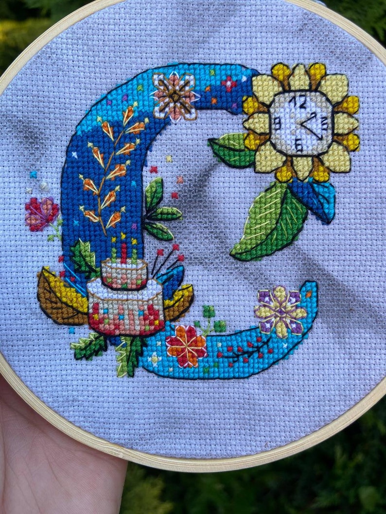 Floral Letter C Cross Stitch Pattern PDF Digital Download Ornament ...