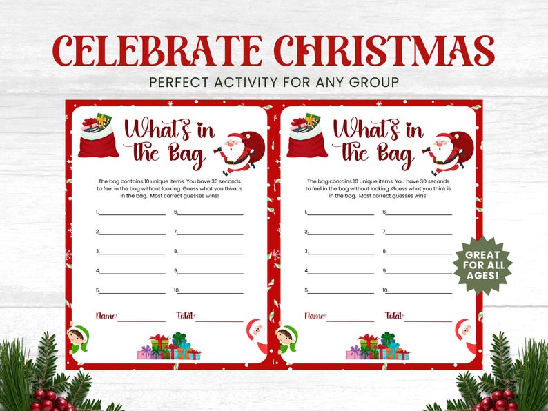 Whats in the Bag Game Fun Christmas Game Guessing Game Gift Exchange ...