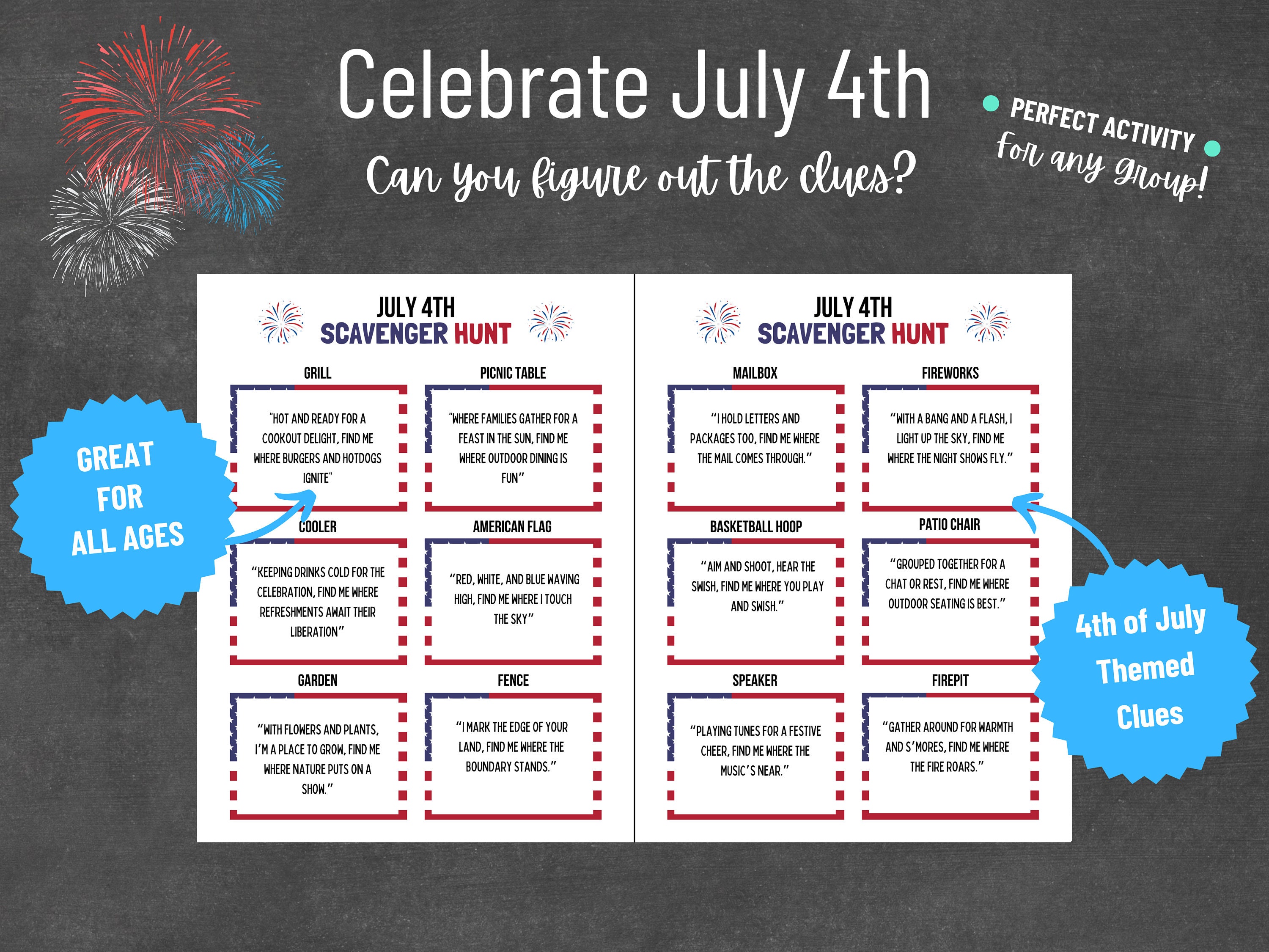 Fourth of July Printable Scavenger Hunt Game for Kids and Families ...