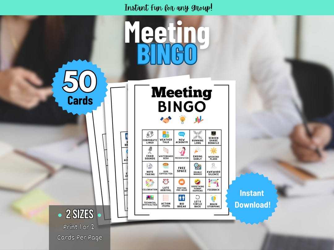 Meeting Bingo Game Printable | Office Bingo | Fun Team-building ...