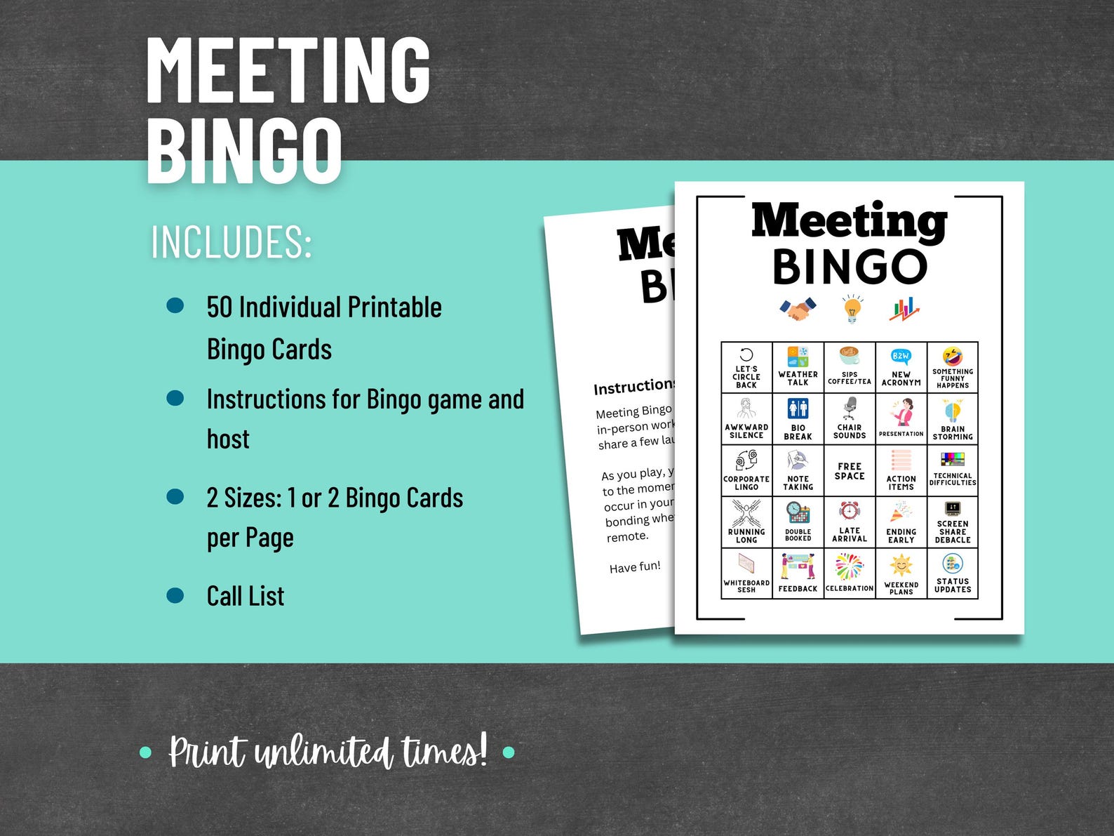Meeting Bingo Game Printable | Office Bingo | Fun Team-building ...