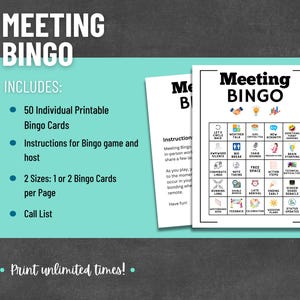 Meeting Bingo Game Printable | Office Bingo | Fun Team-building ...