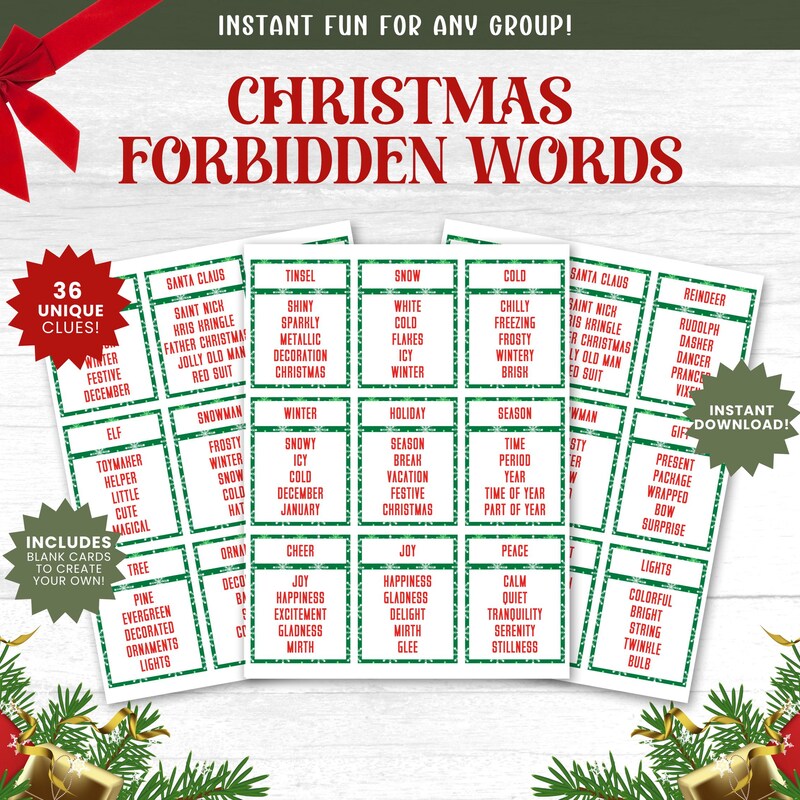 Christmas Forbidden Words - Etsy