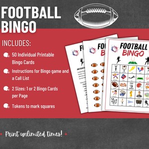 Football Bingo Printable | Fun Football Party Game | Perfect for Game ...