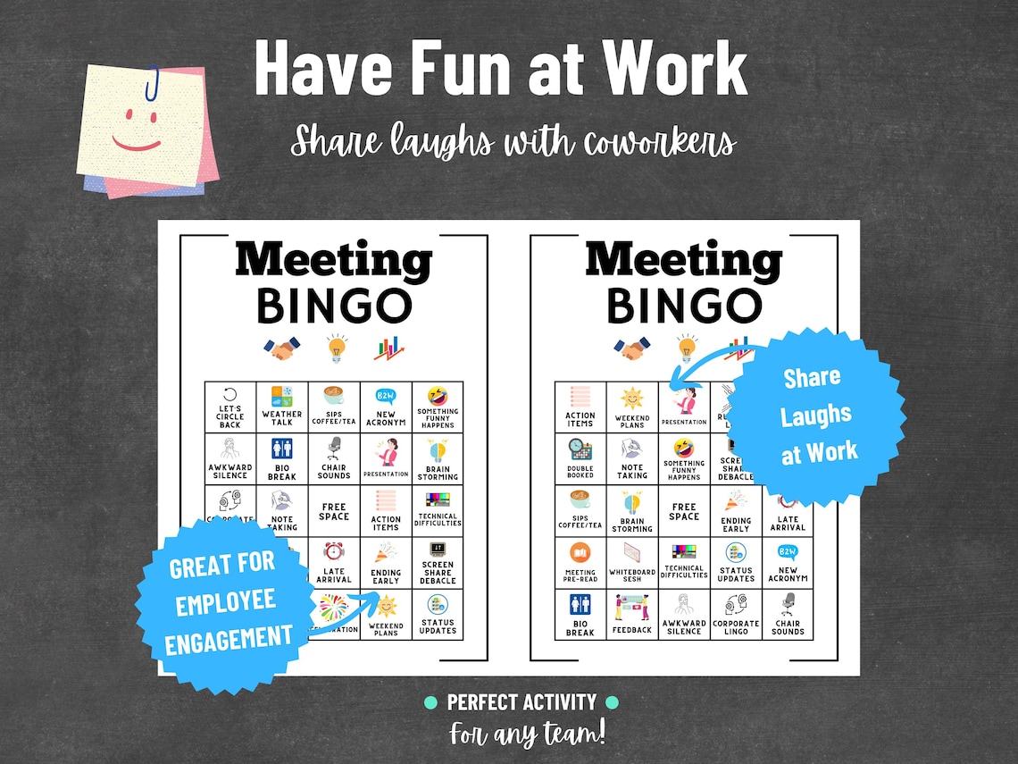 Meeting Bingo Game Printable | Office Bingo | Fun Team-building ...