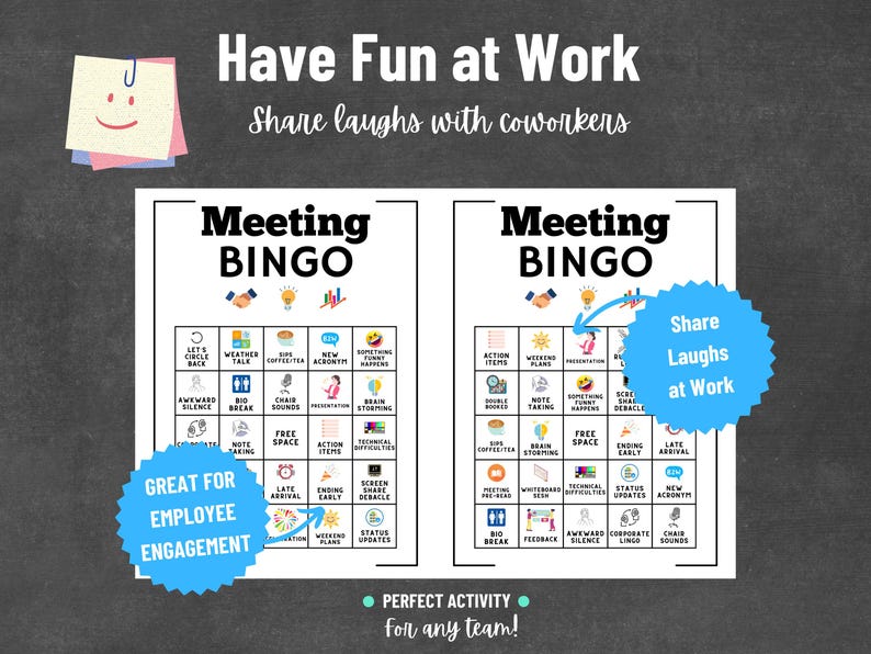 Meeting Bingo Game Printable | Office Bingo | Fun Team-building ...