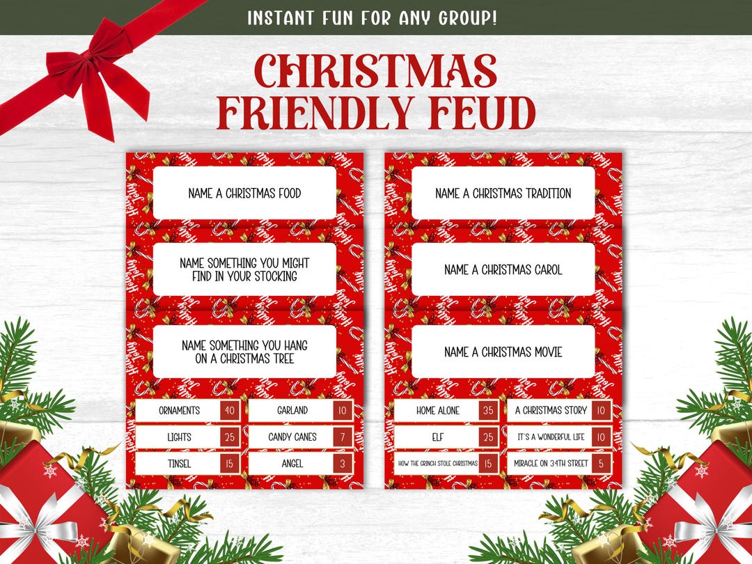 Christmas Friendly Feud Family Christmas Games | Fun Christmas Family ...