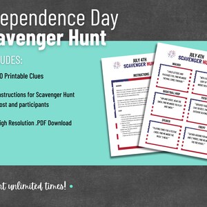 Fourth of July Printable Scavenger Hunt Game for Kids and Families ...