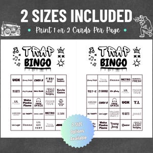 Trap Bingo Printable | Hip-hop Bingo Game | Music Bingo | 100 Cards ...