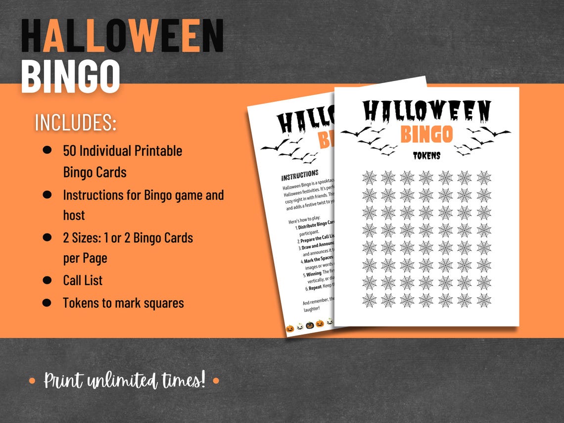 Halloween Bingo Game Printable | Spooky Party Game | Perfect for ...
