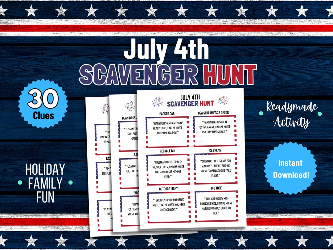 Fourth of July Printable Scavenger Hunt Game for Kids and Families ...