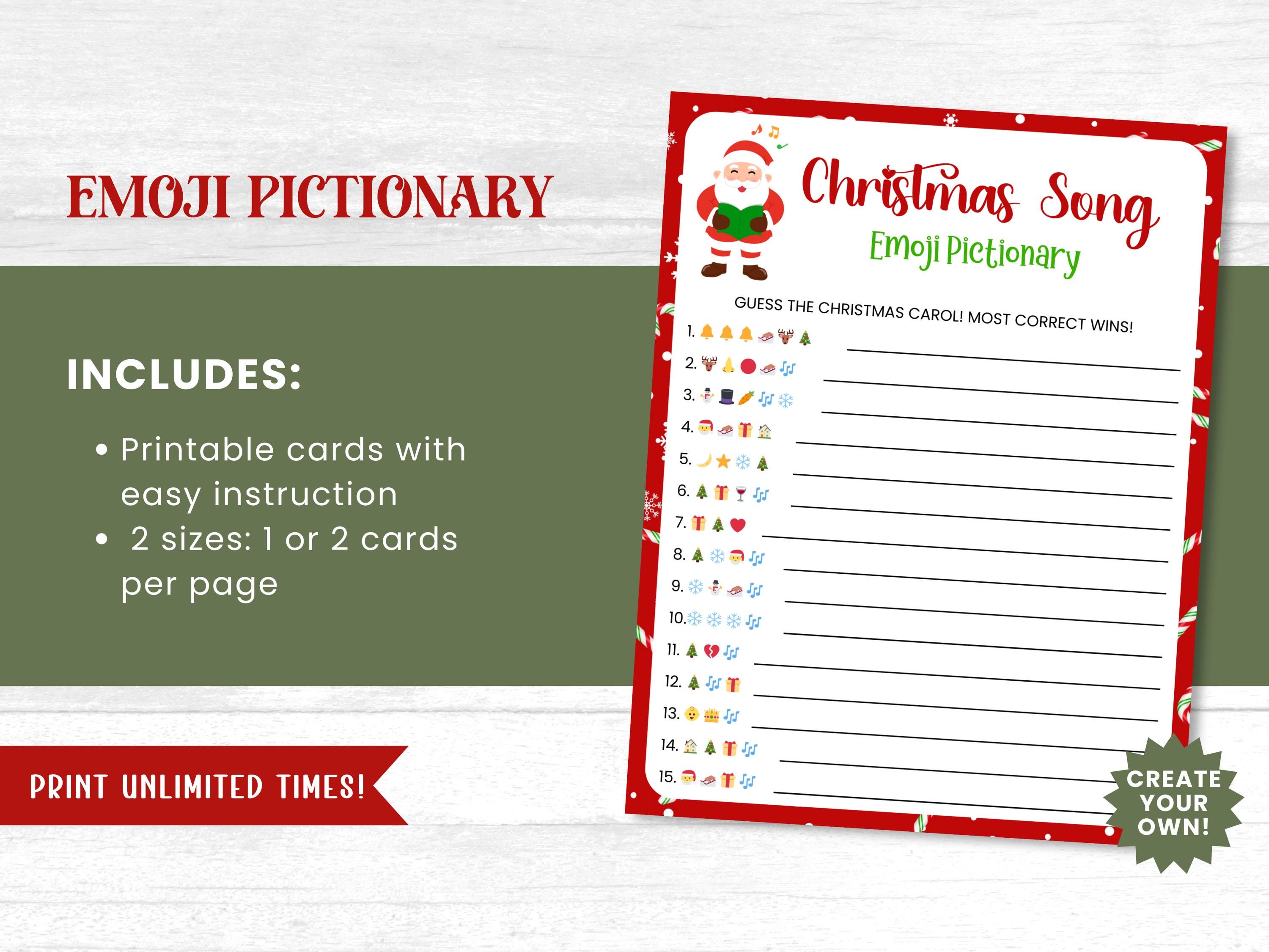 Christmas Songs Emoji Pictionary Game | Christmas Emoji Song Carol ...