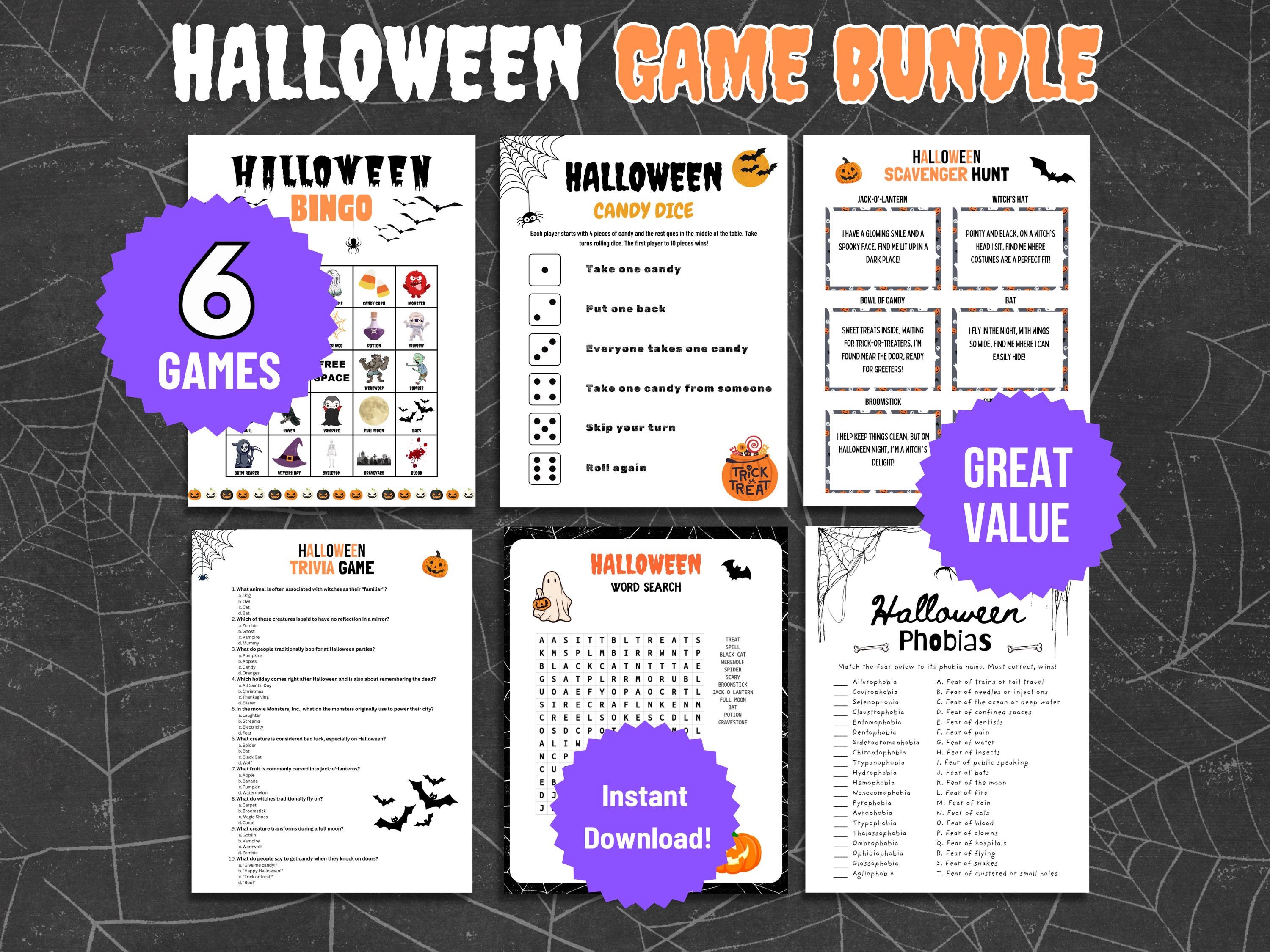 Ultimate Halloween Game Bundle | Printable Halloween Bingo, Halloween ...