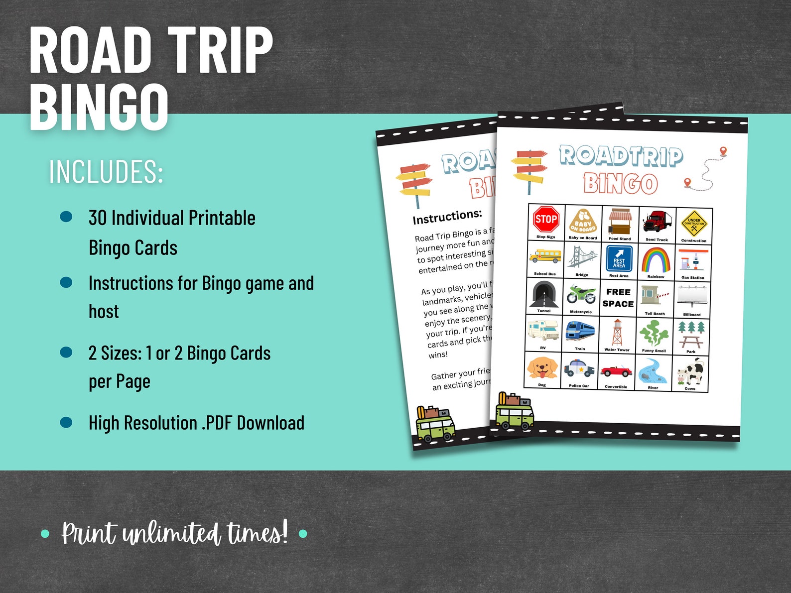 Roadtrip Bingo Printable Game | Fun Travel-themed Activity | Perfect ...